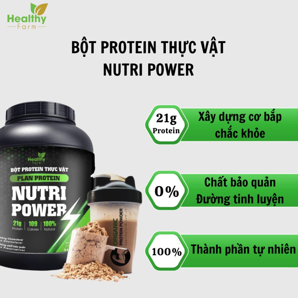 Bột Protein Thực Vật Nutri Power 3kg - Healthy Farm - Tình Yêu Từ Đất Mẹ